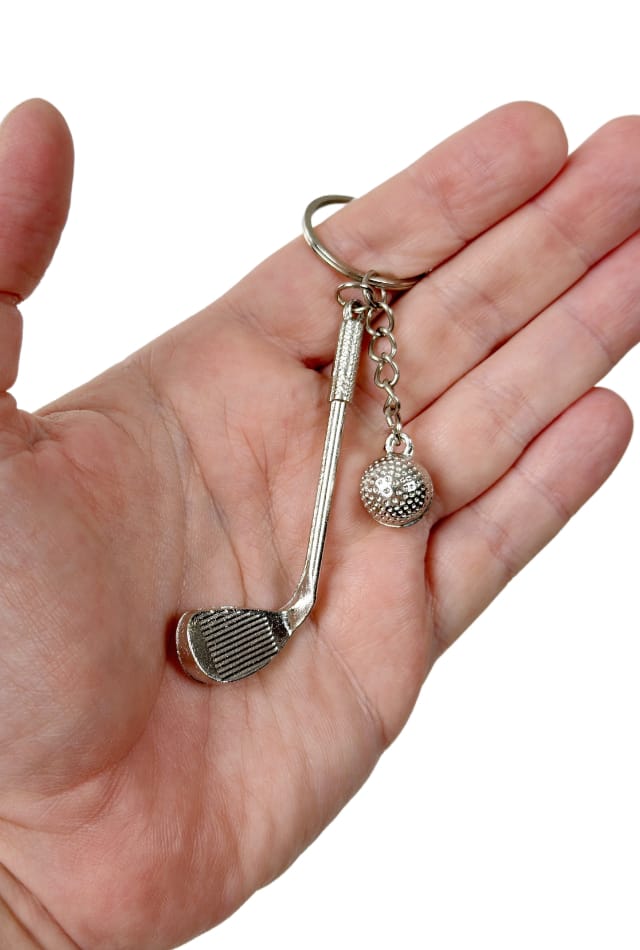 Golf Club Keyring Silver : Metal Keychain : Putter and Ball – Pop Top Toys