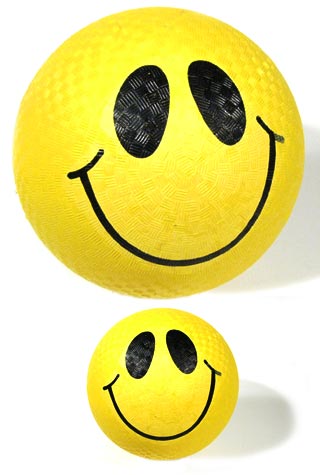 Smiley Face Ball : Yellow Rubber Balls : 9 inch : Classic Playground PE ...