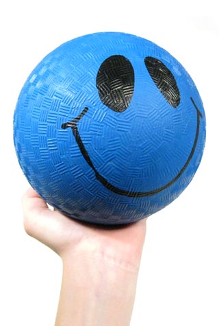 Smiley Face Ball : Blue Rubber Balls : 5 inch : Classic Playground PE ...