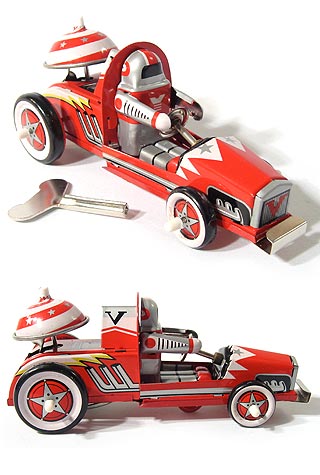 Red Robot Racer : Classic Wind-up Tin Toy Car – Pop Top Toys